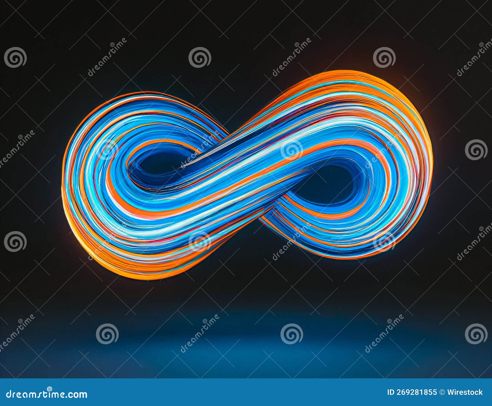 3D Digital Illustration of a Colorful Infinity Figure on Black ...