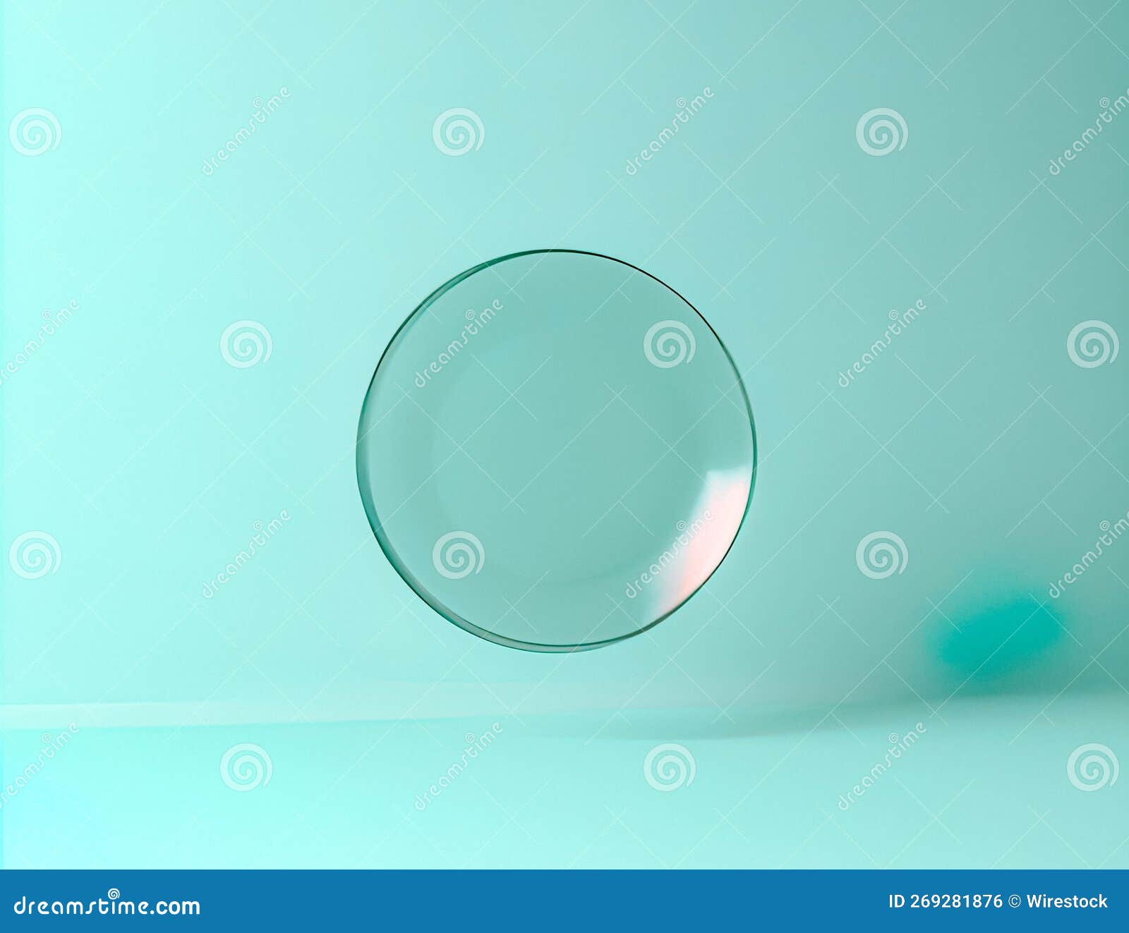3D Digital Illustration of a Glass Disk on Aqua Background Stock ...