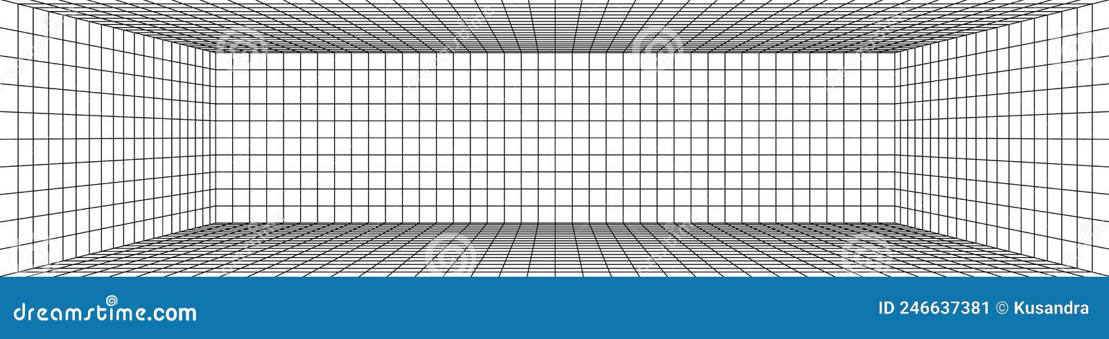 3D Digital One Point Perspective Grid Room Stock Vector - Illustration ...