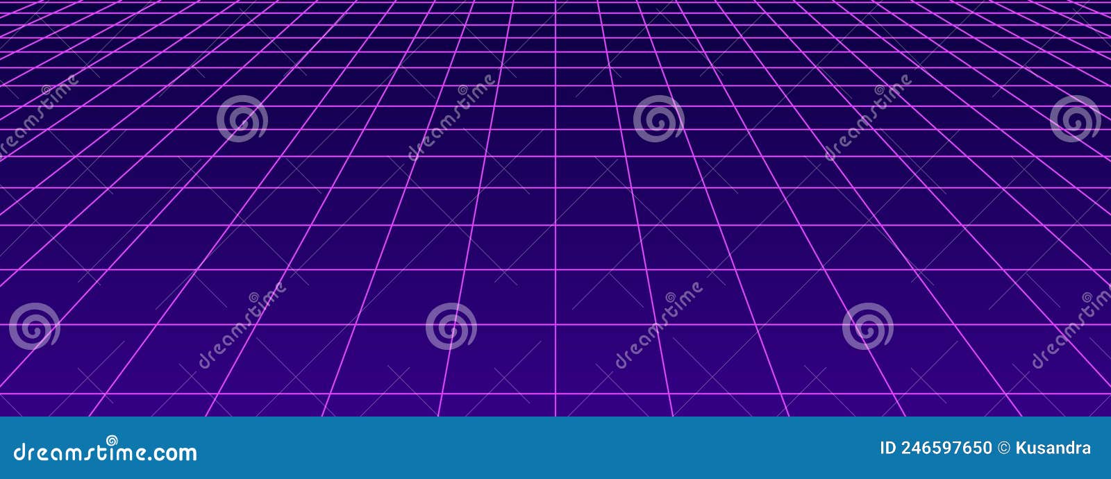 3D Digital Purple One Point Perspective Grid Wireframe Stock Vector ...