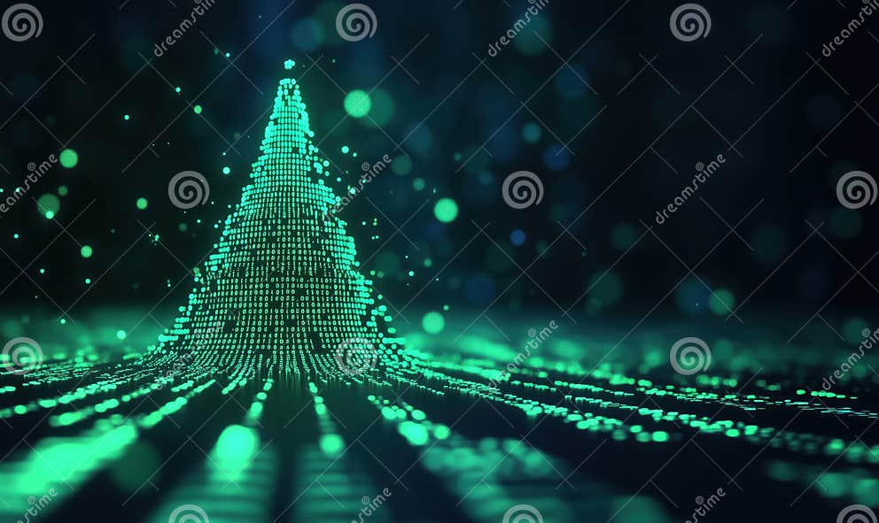 3D Digital Pyramid Structure with Glowing Particles and Light Effects ...