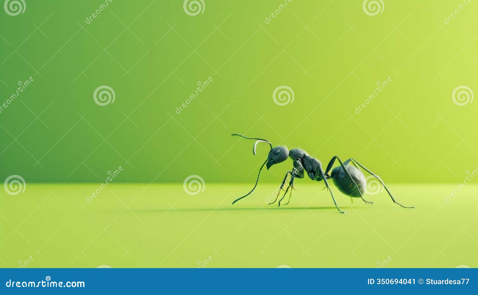 3D Digital Render of a Black Ant on a Green Surface Stock Image - Image ...