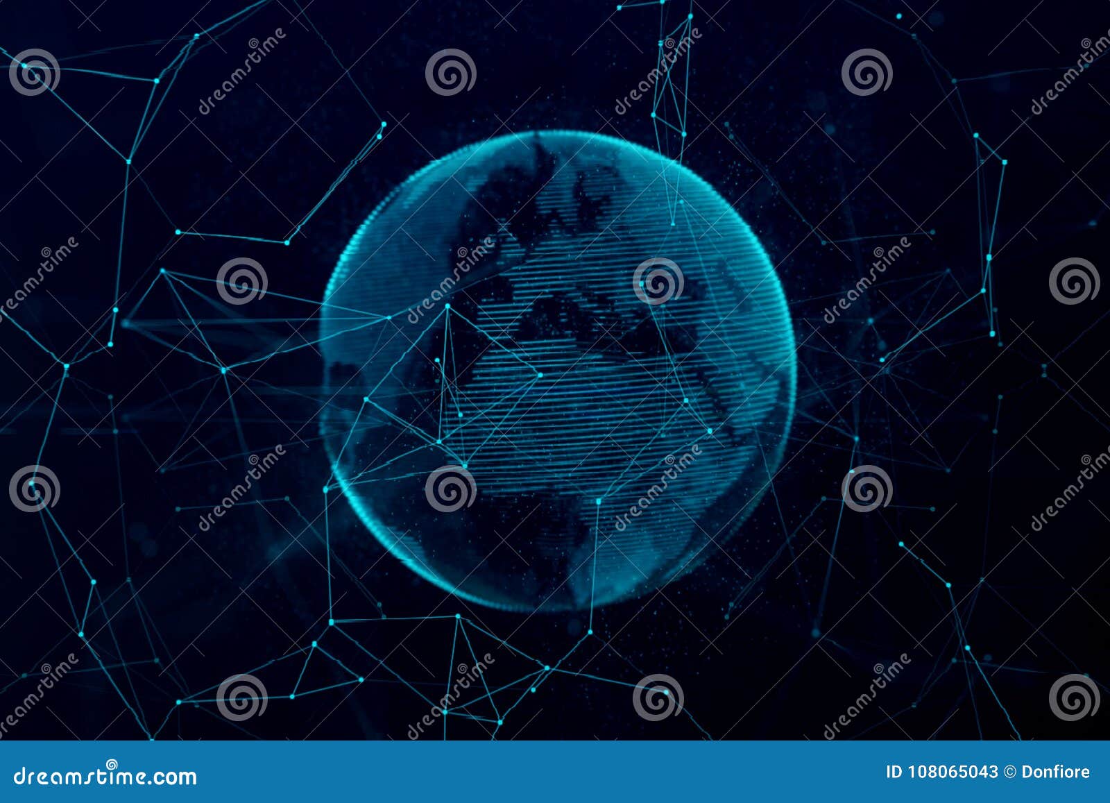 3d Digital Rendering Blue Planet Earth Globe, with Glow Connection ...