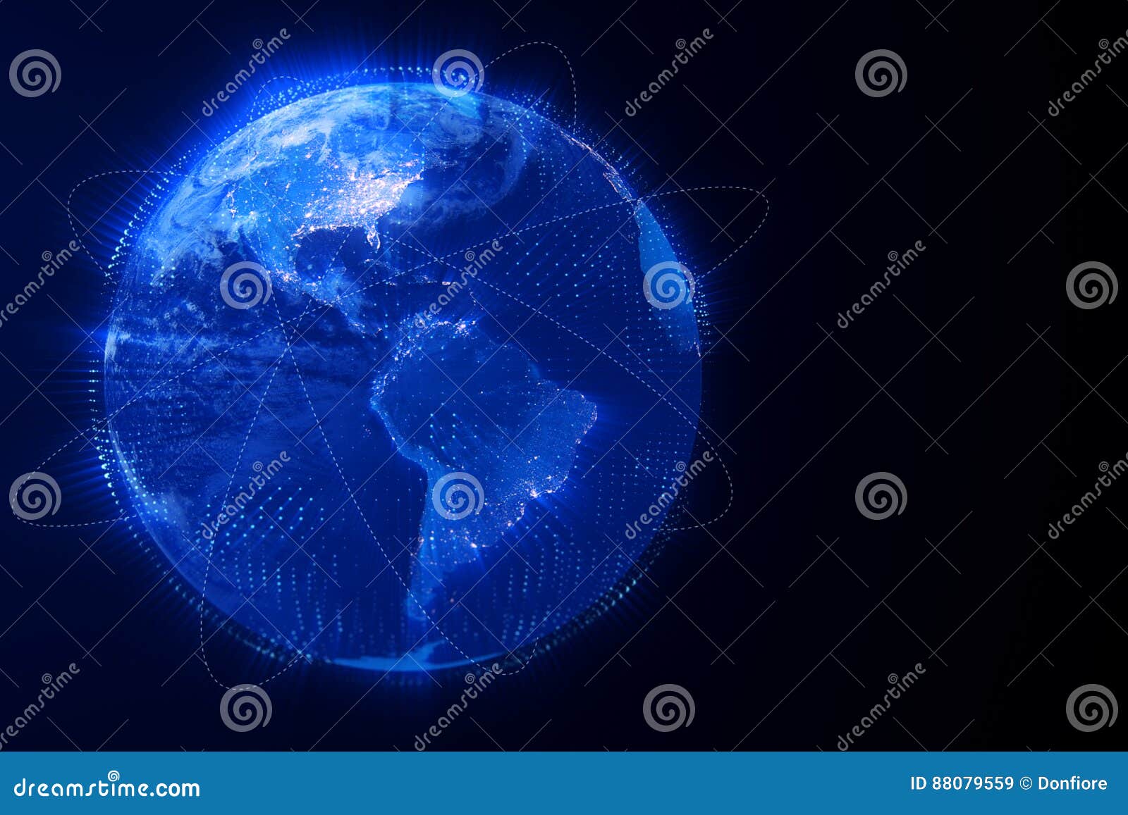 3d Digital Rendering Blue Planet Earth Globe, with Glow Connection ...