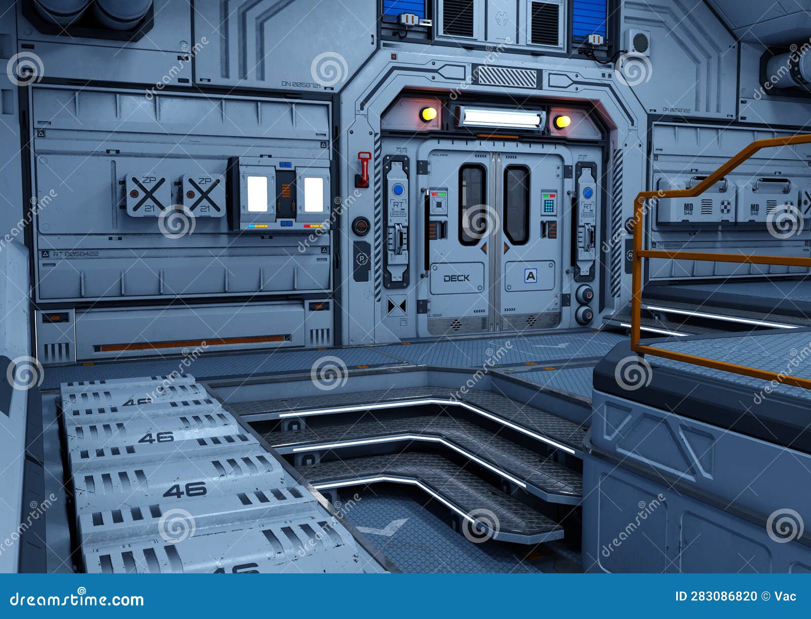 3D Rendering Science Fiction Corridor Stock Illustration - Illustration ...