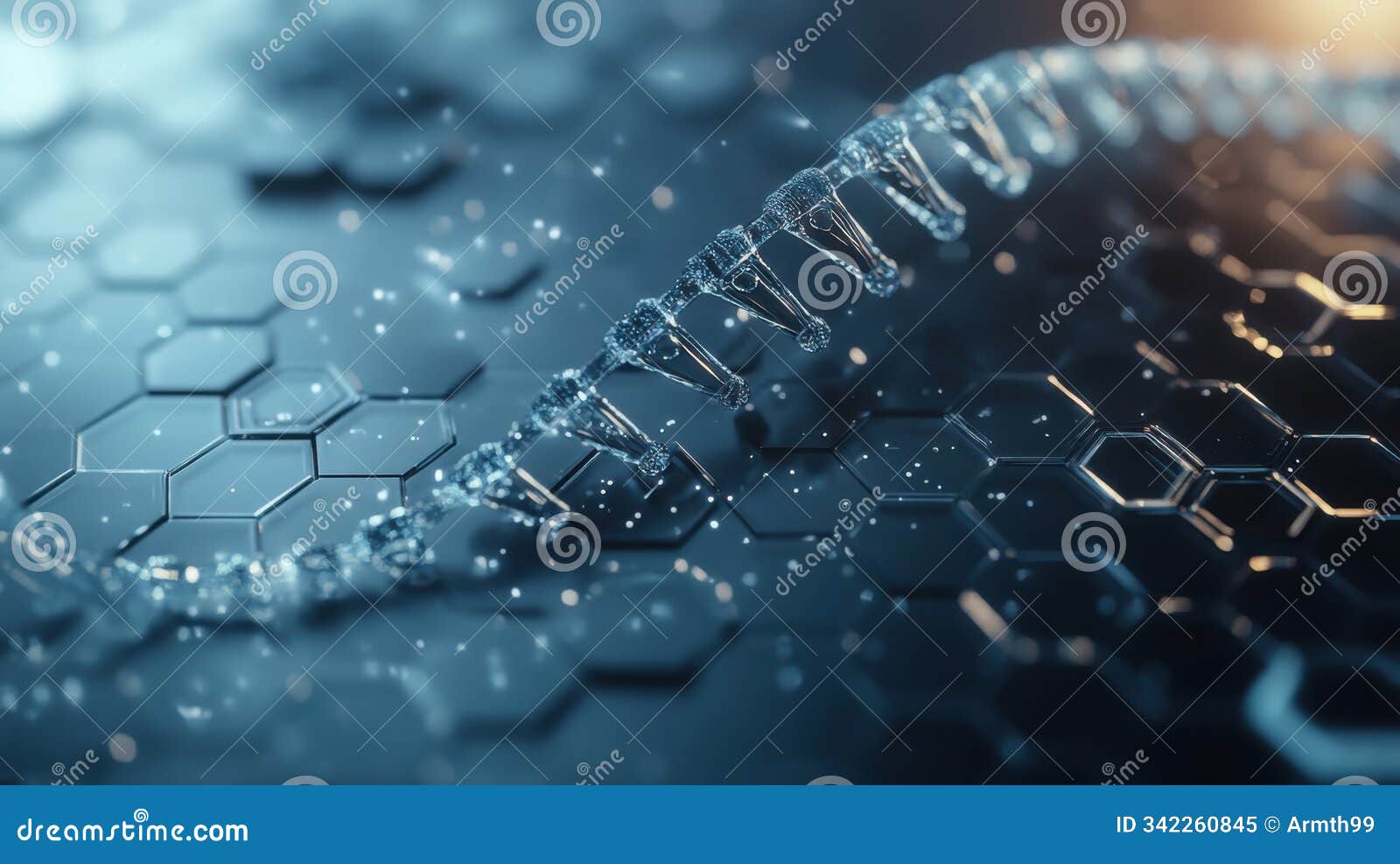 3D Digital Representation of DNA Structure Overlaid on Hexagonal ...