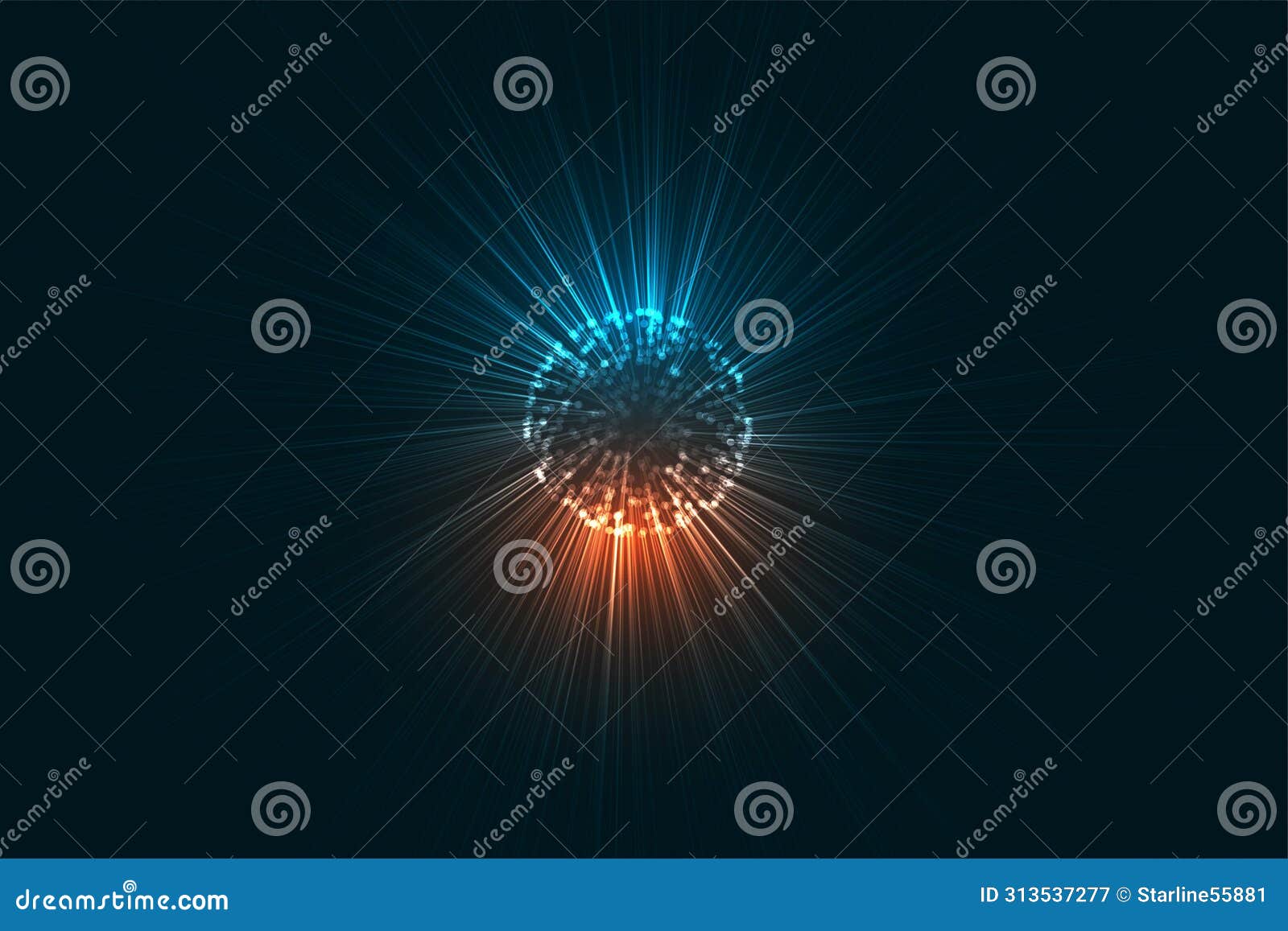 3d Digital Sphere with Glowing Light Streak Background Stock Vector ...