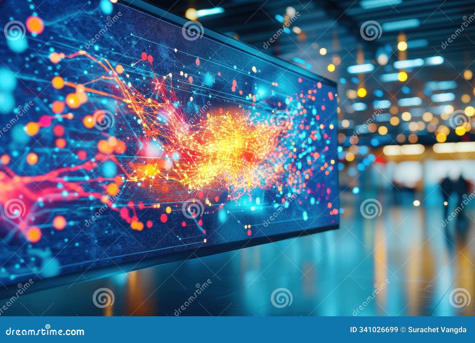 3D Digital Technology Mockup on Large Display Stock Illustration - Illustration of innovation ...