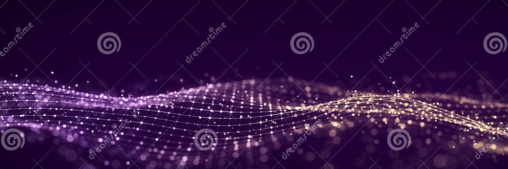 3d Digital Wave. Technology Purple and Gold Wave. Flow Digital ...