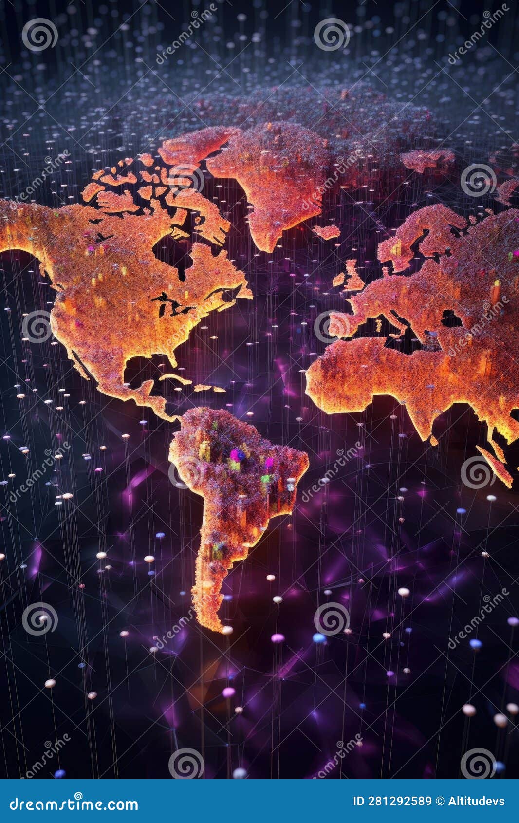 3d Digital World Map with Data Points and Connections Stock ...