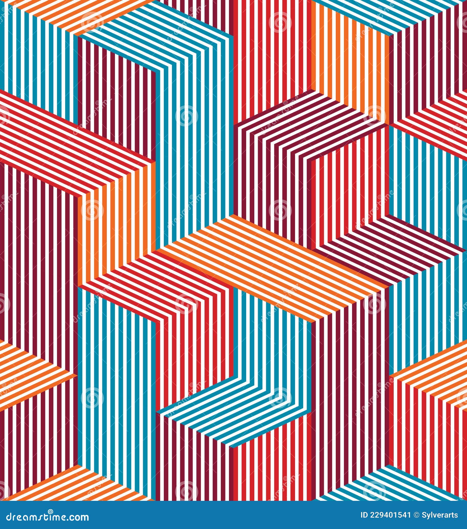 3D Dimensional Lined Cubes Seamless Pattern, Geometric Endless Texture with Lines and Boxes ...
