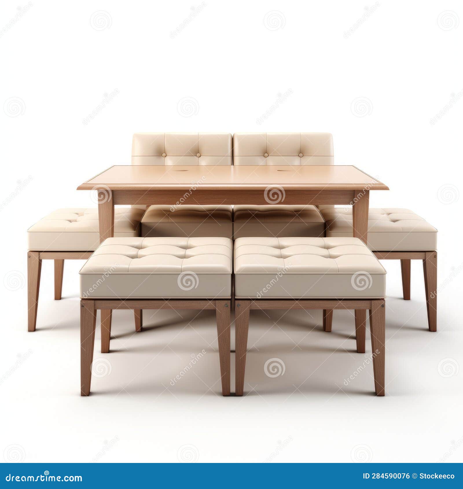 3d Dining Table With Beige Ottoman - Realistic Render Stock Photography ...