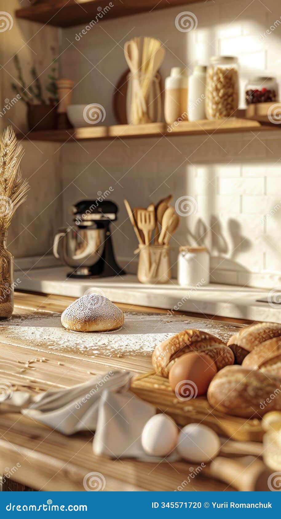 3d Display of Empty Wheat Flour Packaging with Baking Ingredients in a ...