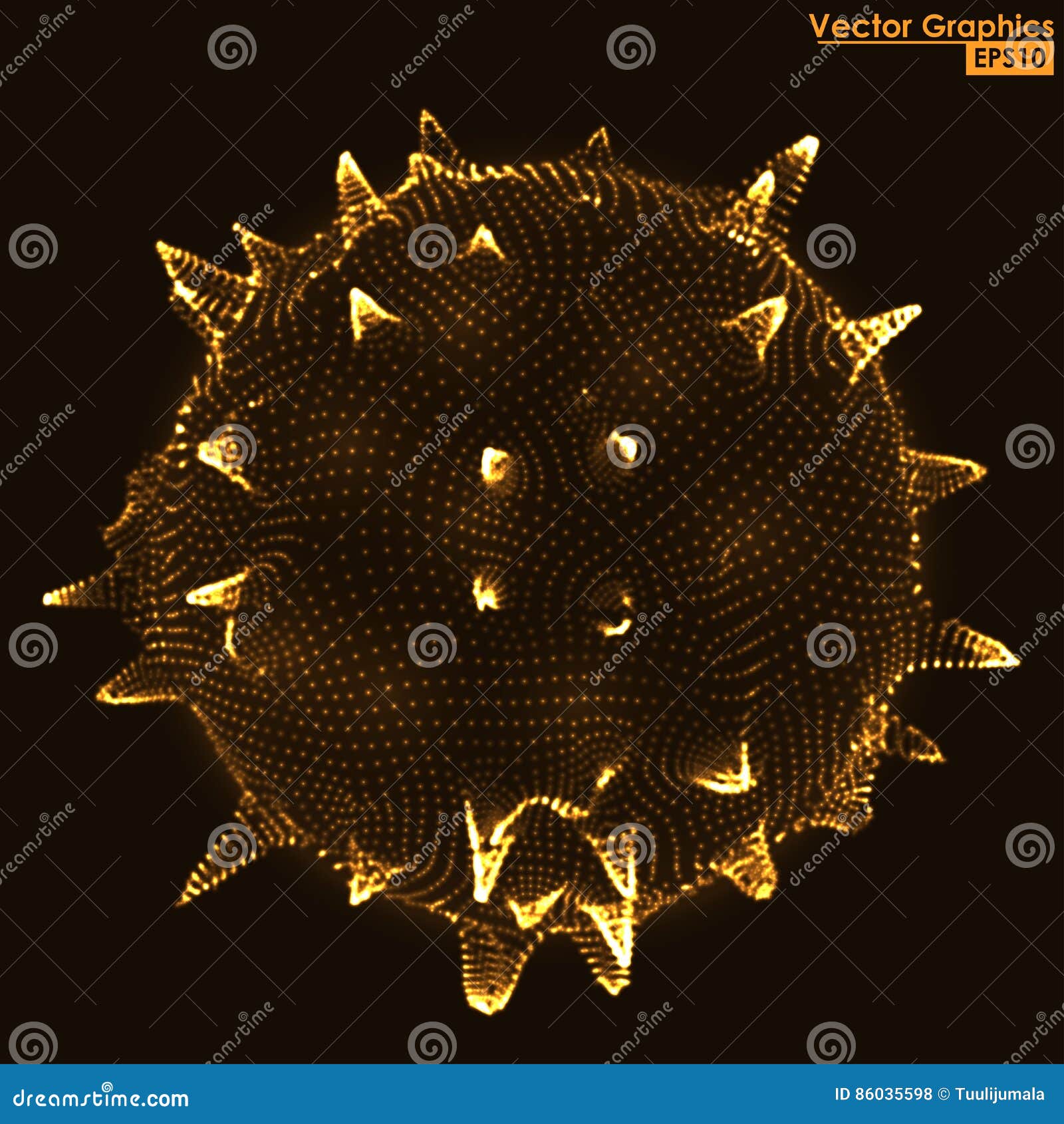 3D Distorted Sphere Shape Orange Particles Stock Vector - Illustration ...