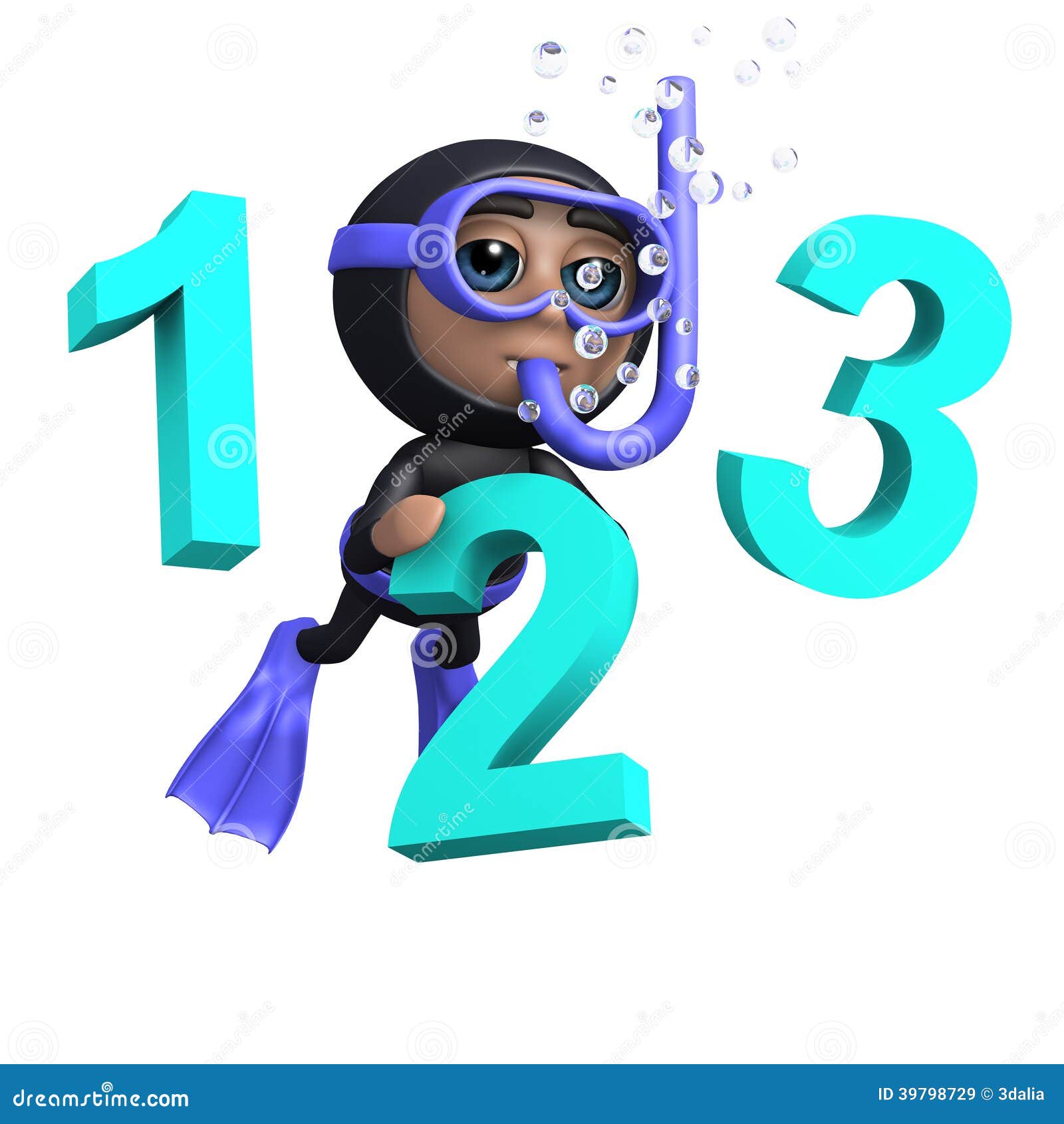 3d Diver counts to 3 stock illustration. Illustration of mask - 39798729