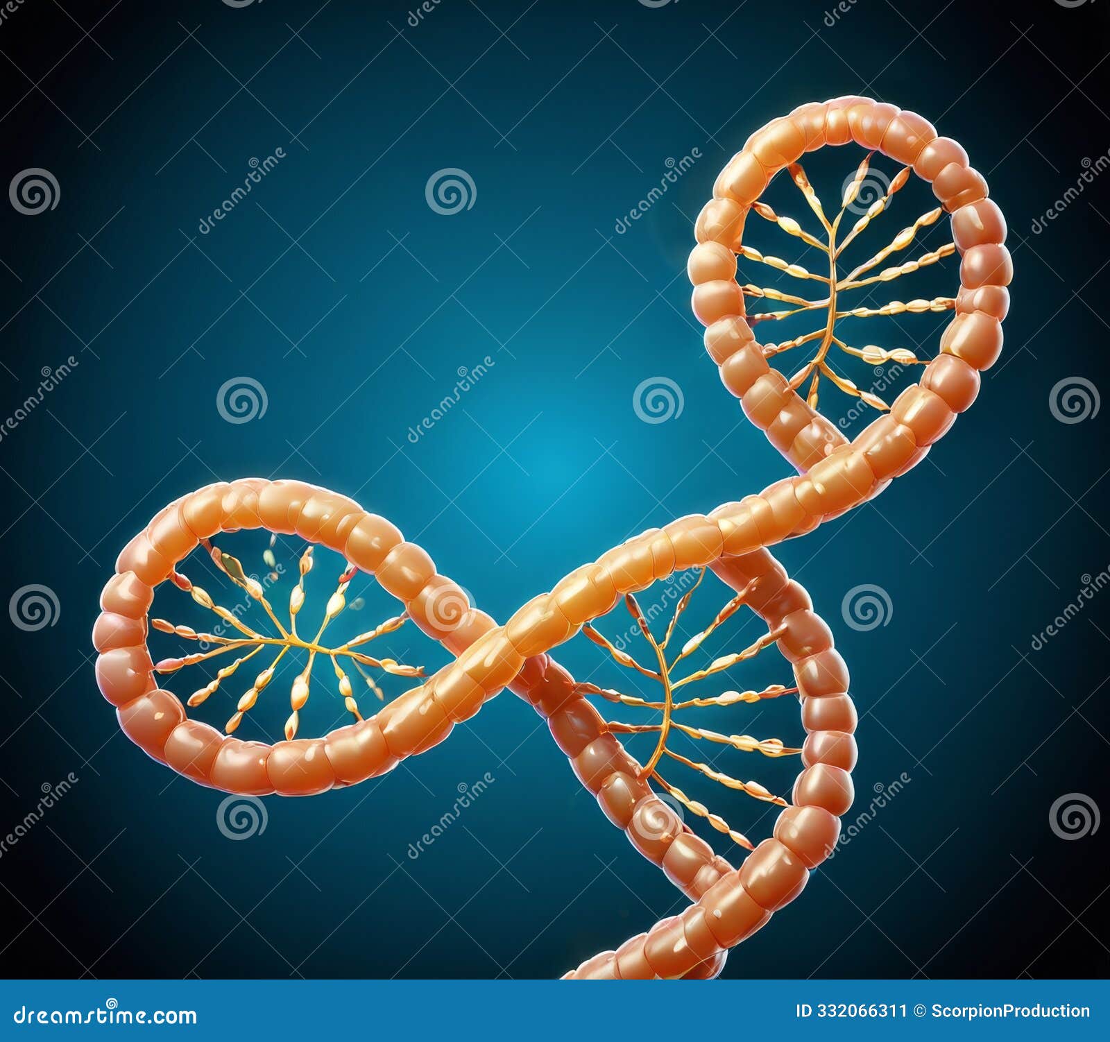 3D DNA Double Helix Model on Dark Background Stock Illustration ...