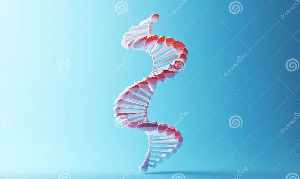 3D DNA Double Helix Model with Gradient Colors on Blue Background Stock ...