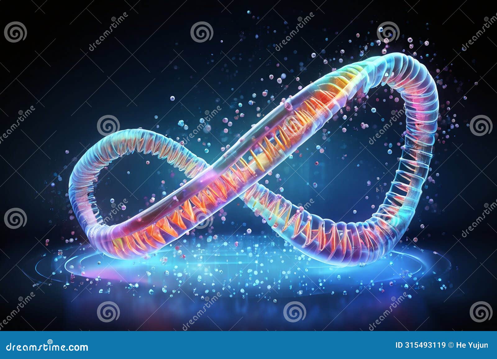 3D DNA Helix Structure Illuminated Stock Illustration - Illustration of ...