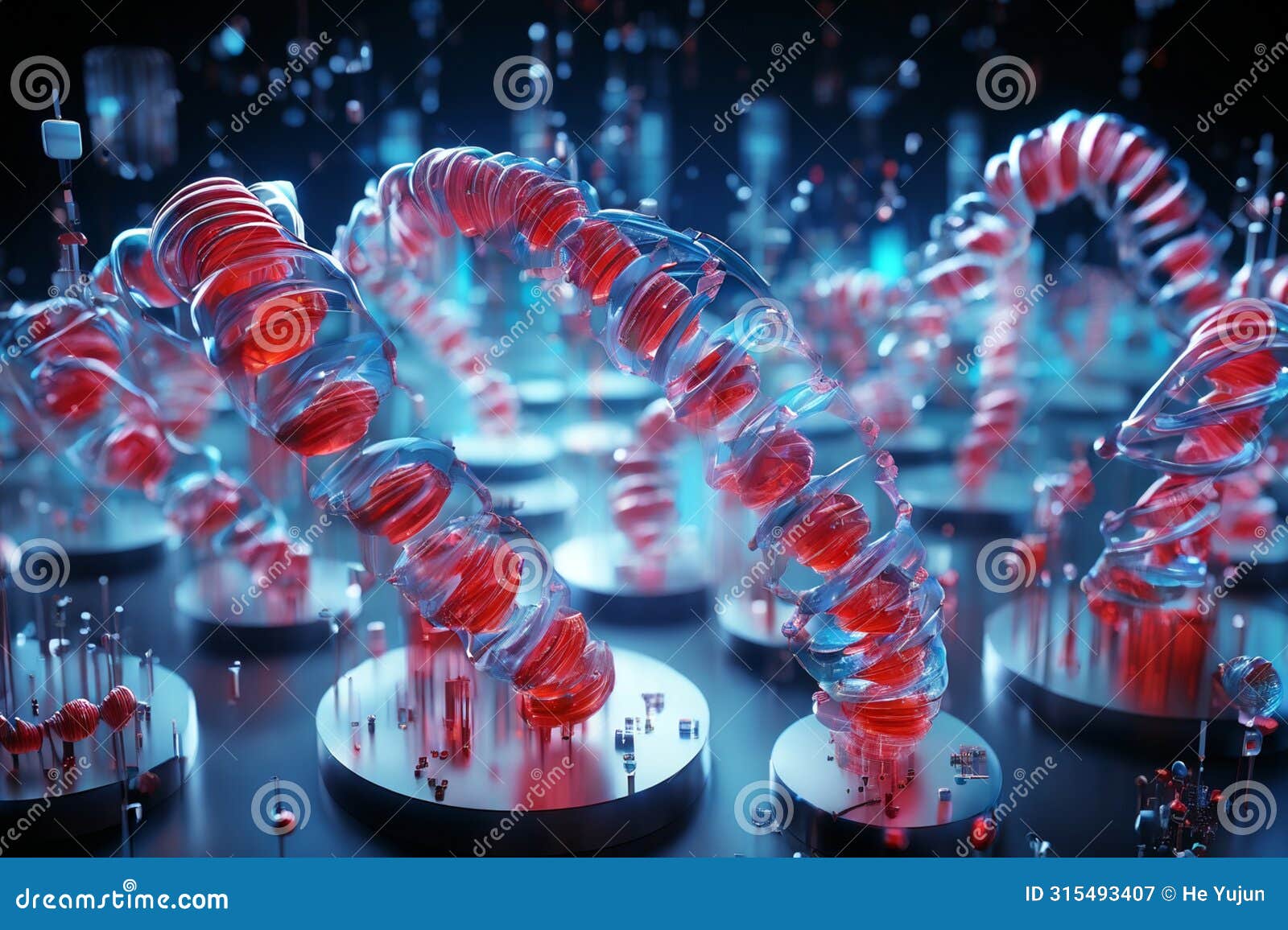3D DNA Helix Structure Illuminated Stock Illustration - Illustration of ...