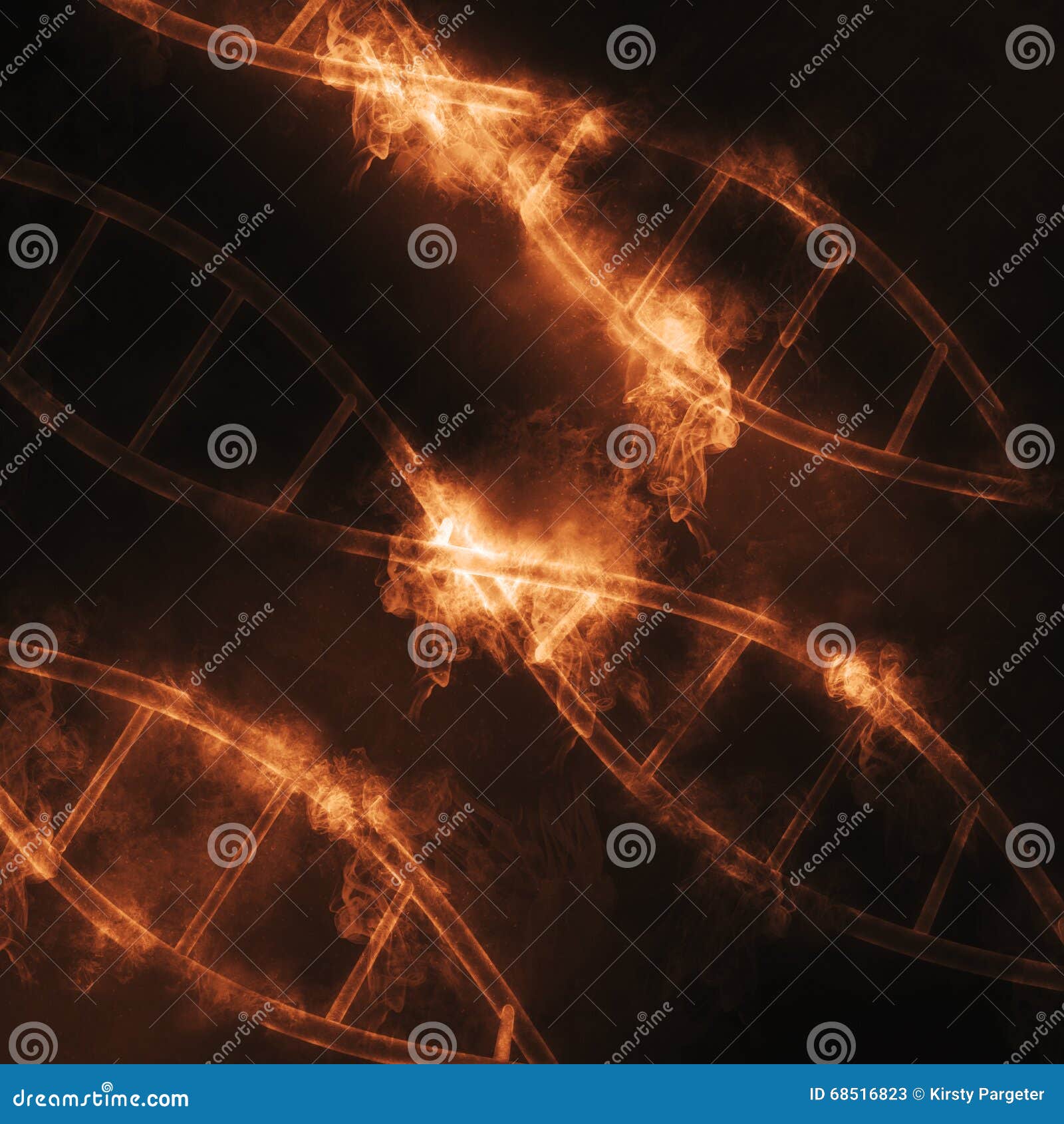 3D DNA with Smoke and Fire Effect Stock Illustration - Illustration of ...