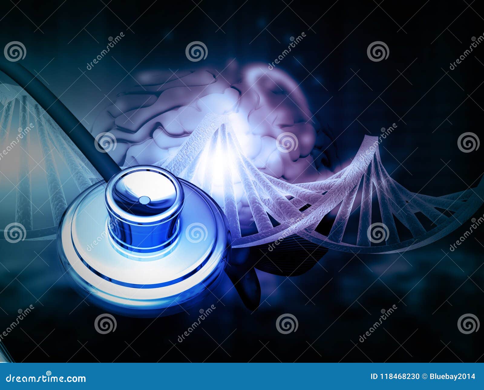3d DNA with stethoscope stock illustration. Illustration of acid ...