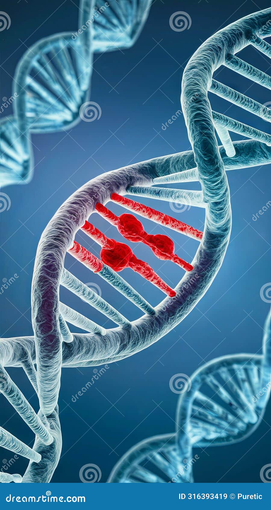 3D DNA Strand with Abnormal Mutations Stock Illustration - Illustration ...