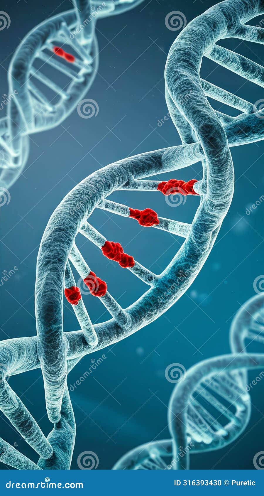 3D DNA Strand with Abnormal Mutations Stock Illustration - Illustration ...