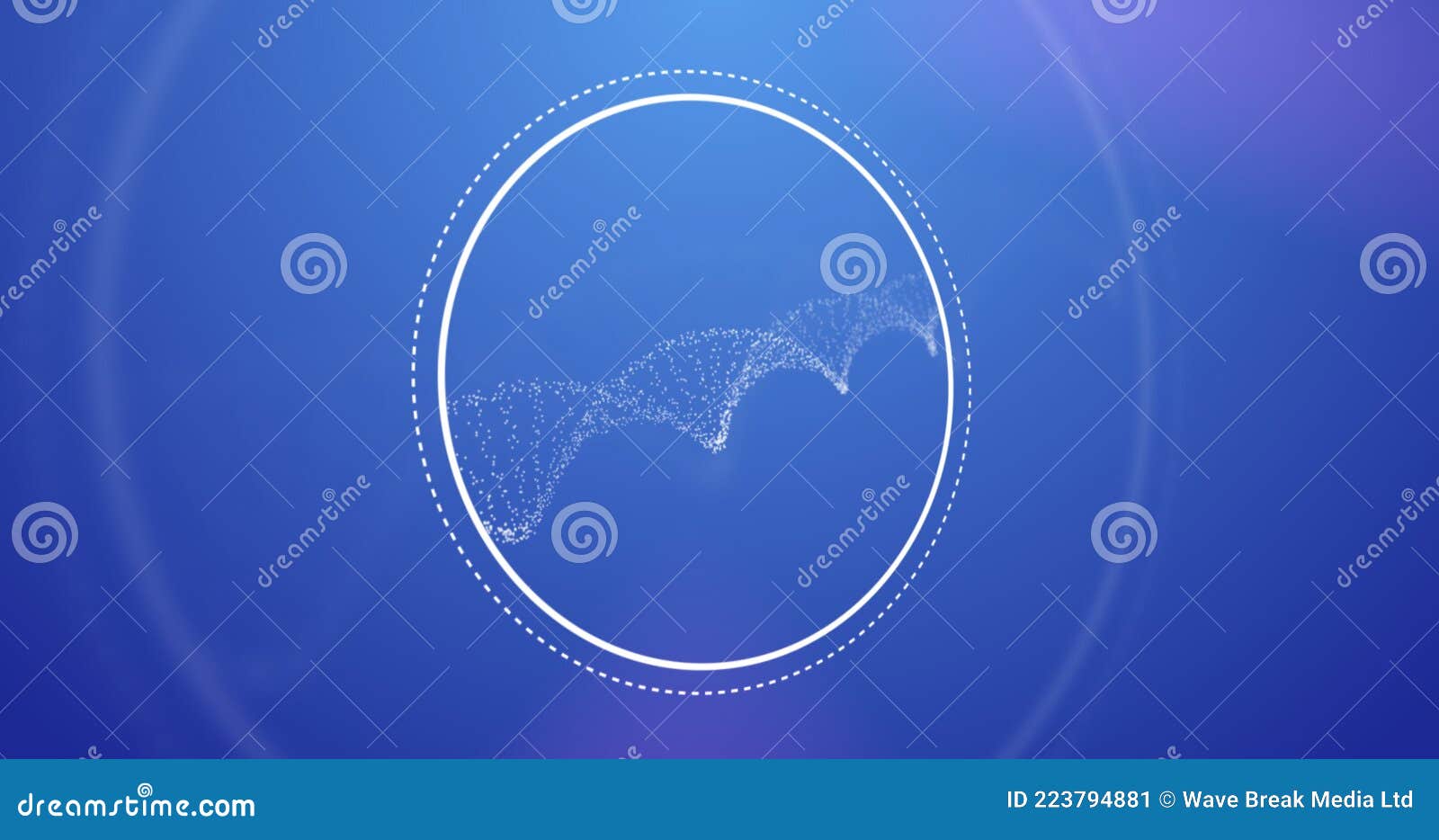 3D DNA Structure Forming Over Circles Against Blue Background Stock ...