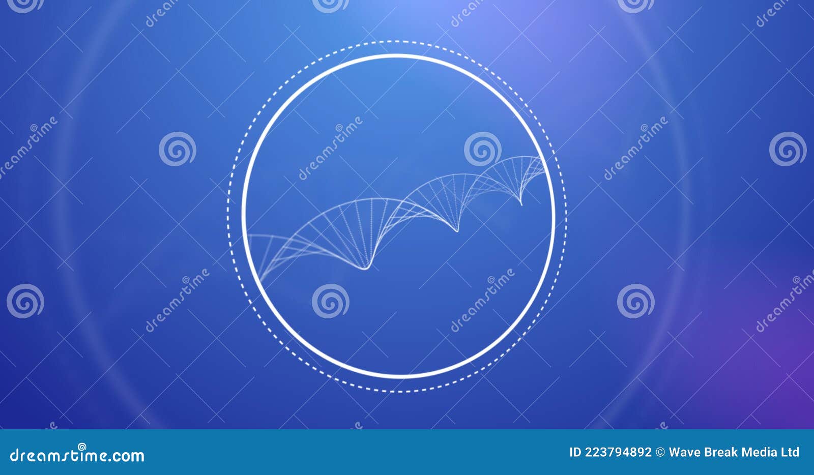 3D DNA Structure Forming Over Circles Against Blue Background Stock ...