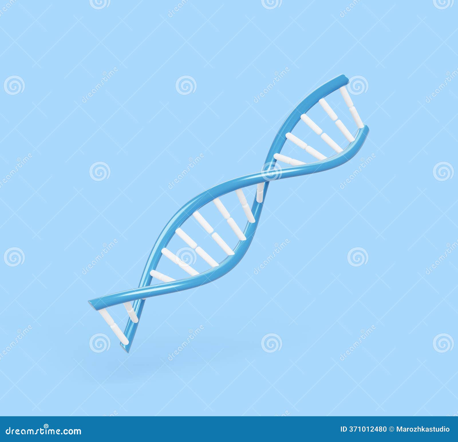 3d Dna Structure, Molecule In Shape Of Double Helix Isolated On Blue ...