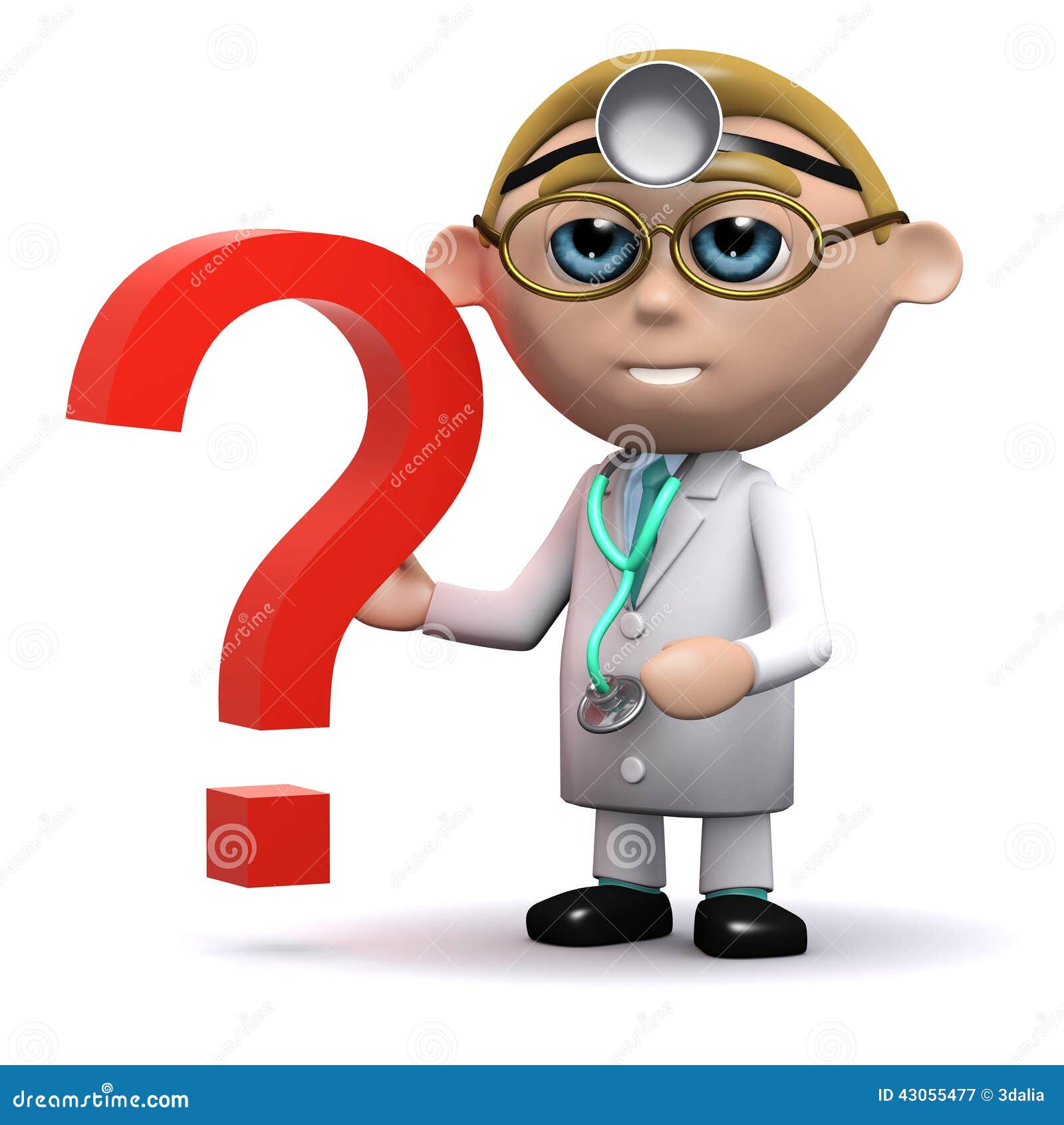 3d Doctor Has a Question Mark Stock Illustration - Illustration of ...