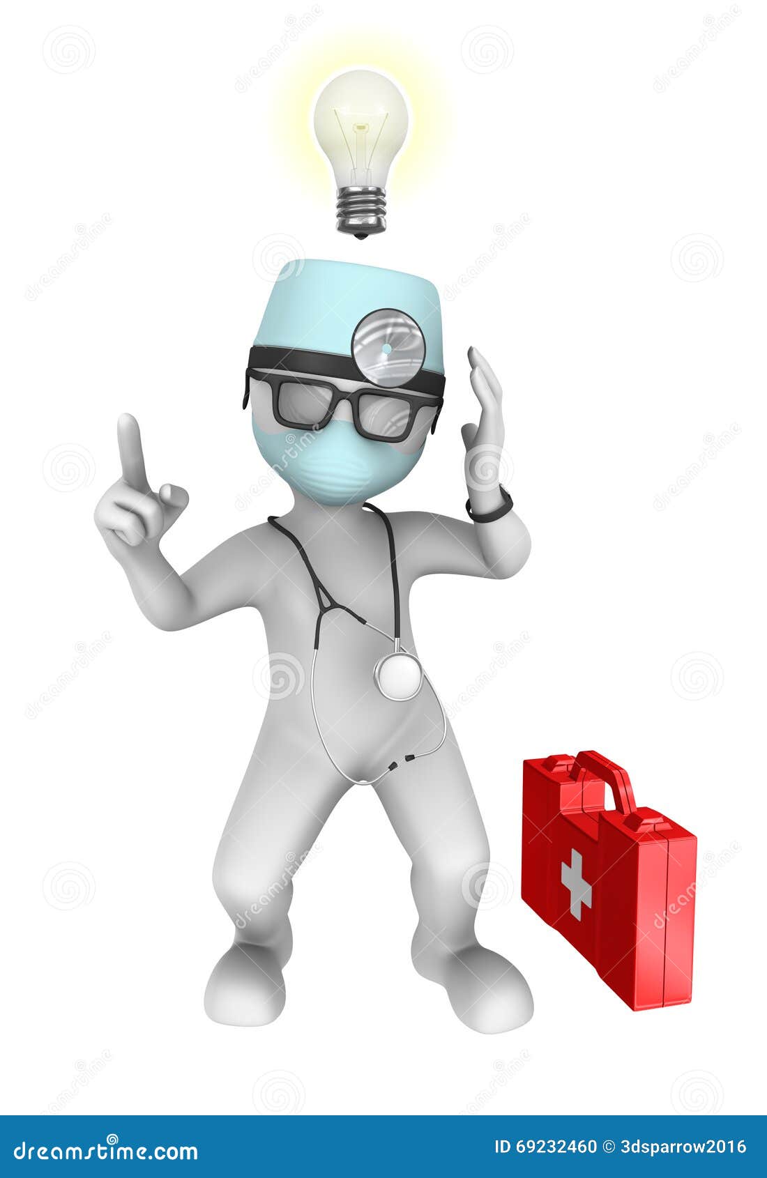 3d doctor with idea. stock illustration. Illustration of rendered ...