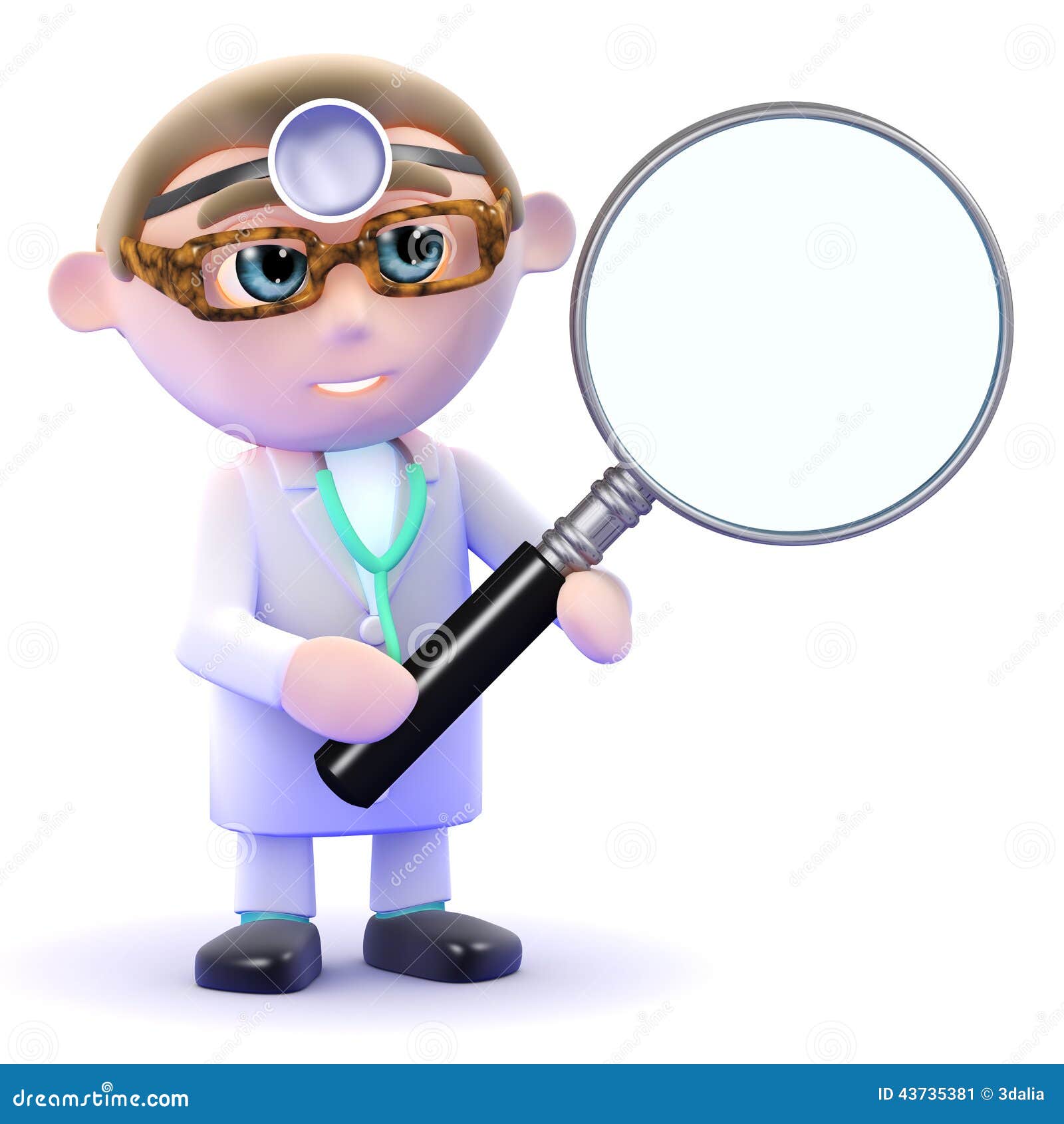 3d Doctor Looks Through A Magnifying Glass Stock Image | CartoonDealer ...