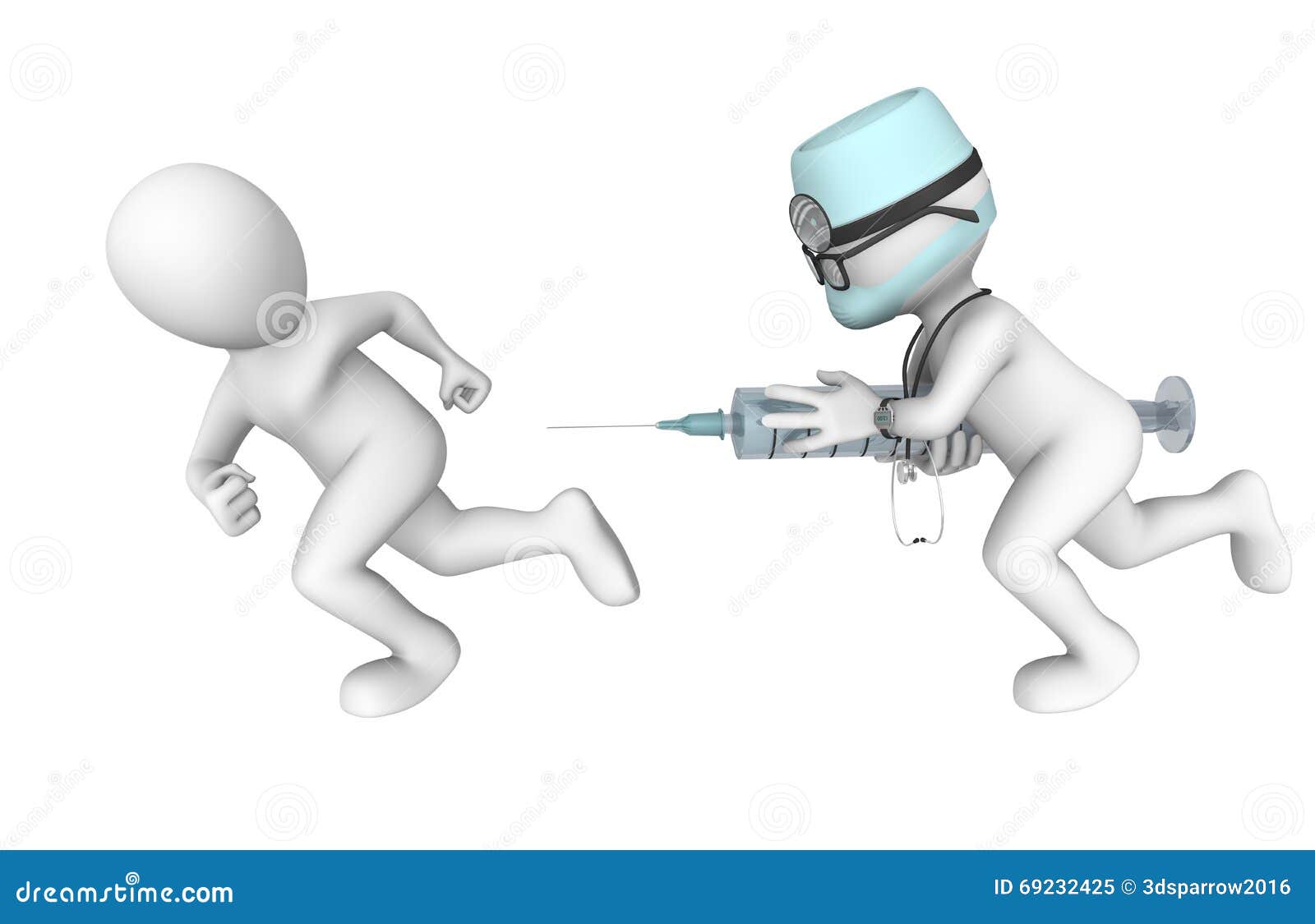 3d Doctor and Patient. Fear Stock Illustration - Illustration of ...