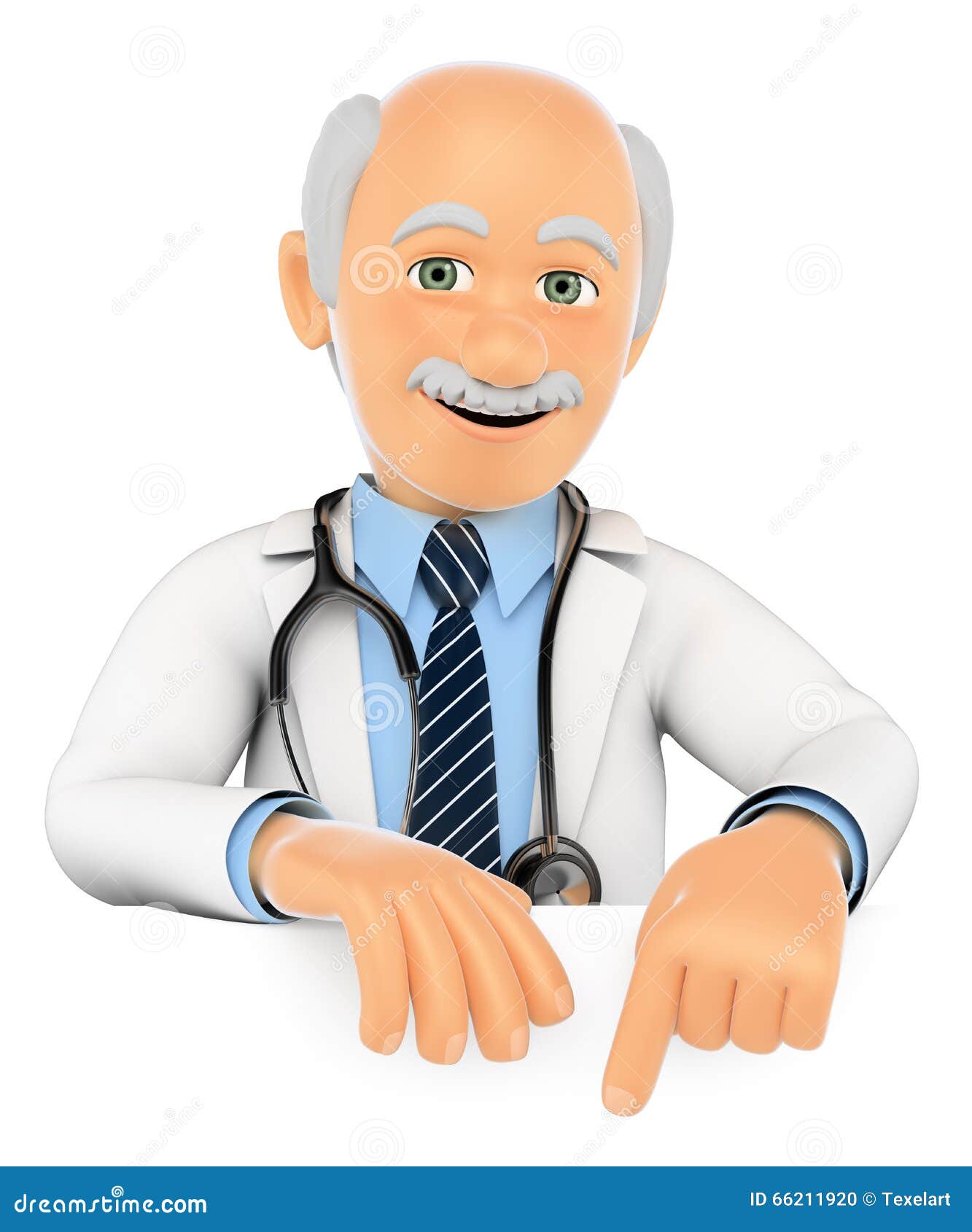 3D Doctor Pointing Down. Blank Space Stock Illustration - Illustration ...