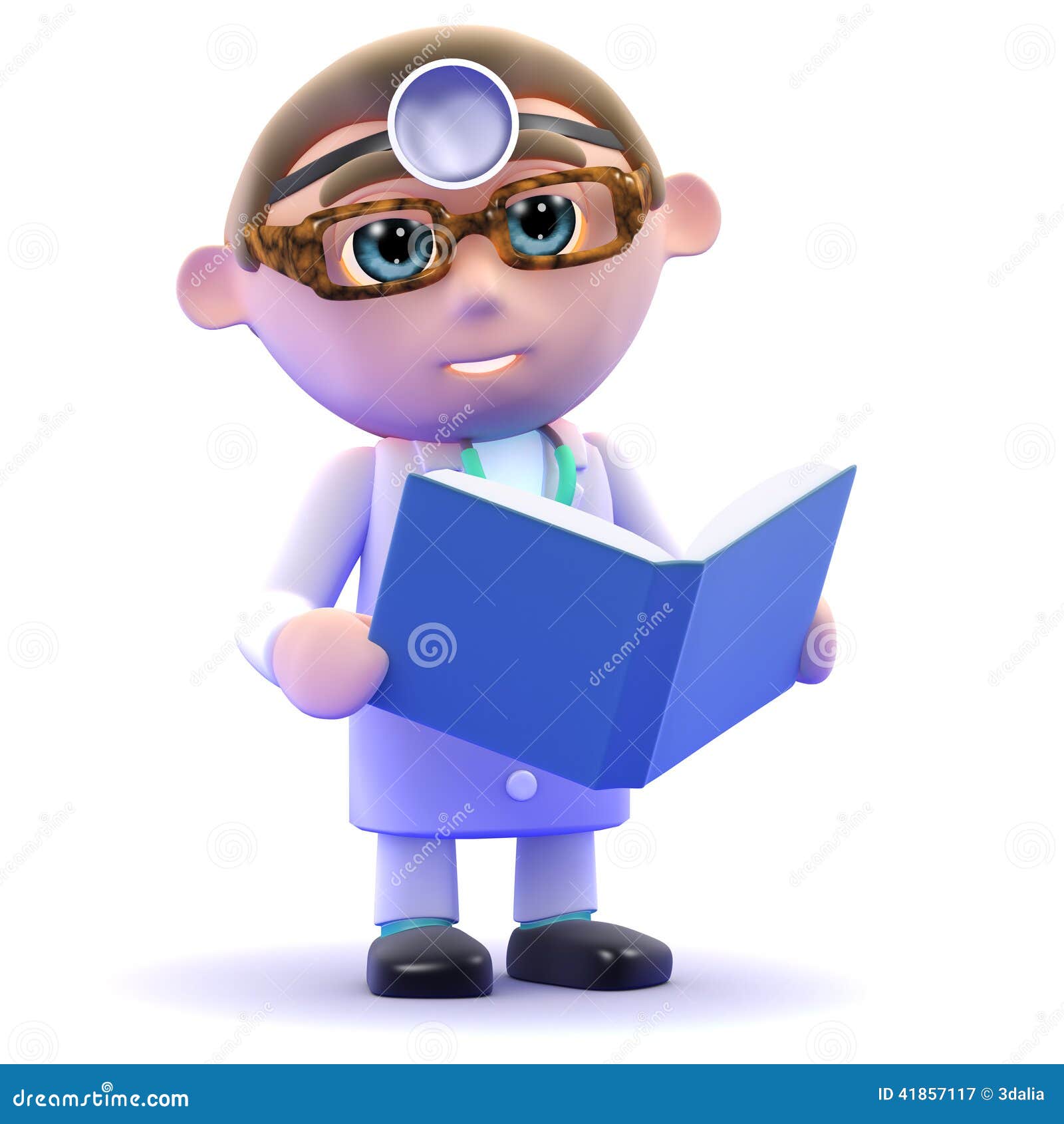 3d Doctor reads a book stock illustration. Illustration of pharmacist ...