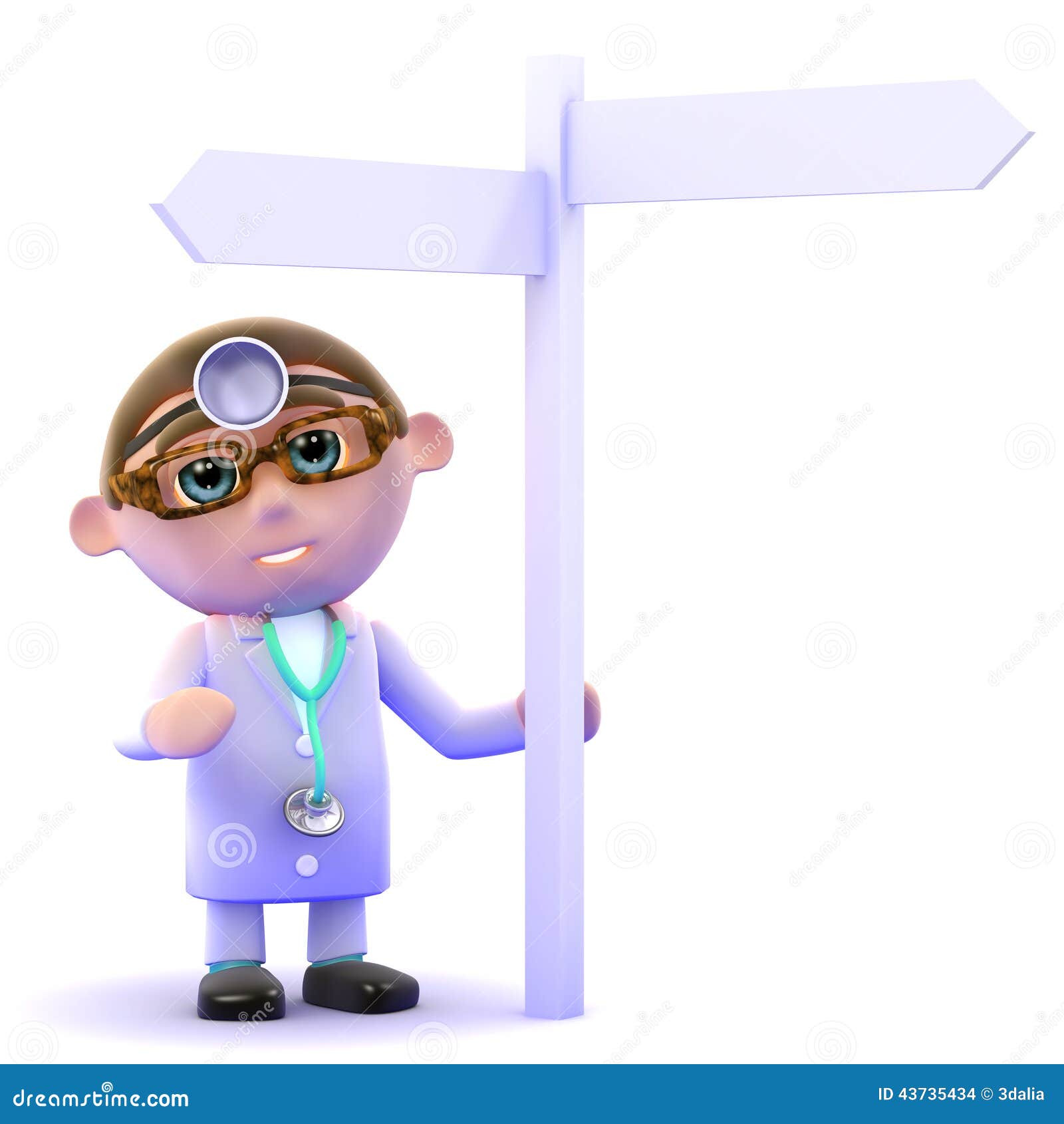 3d Doctor at a road sign stock illustration. Illustration of locum ...