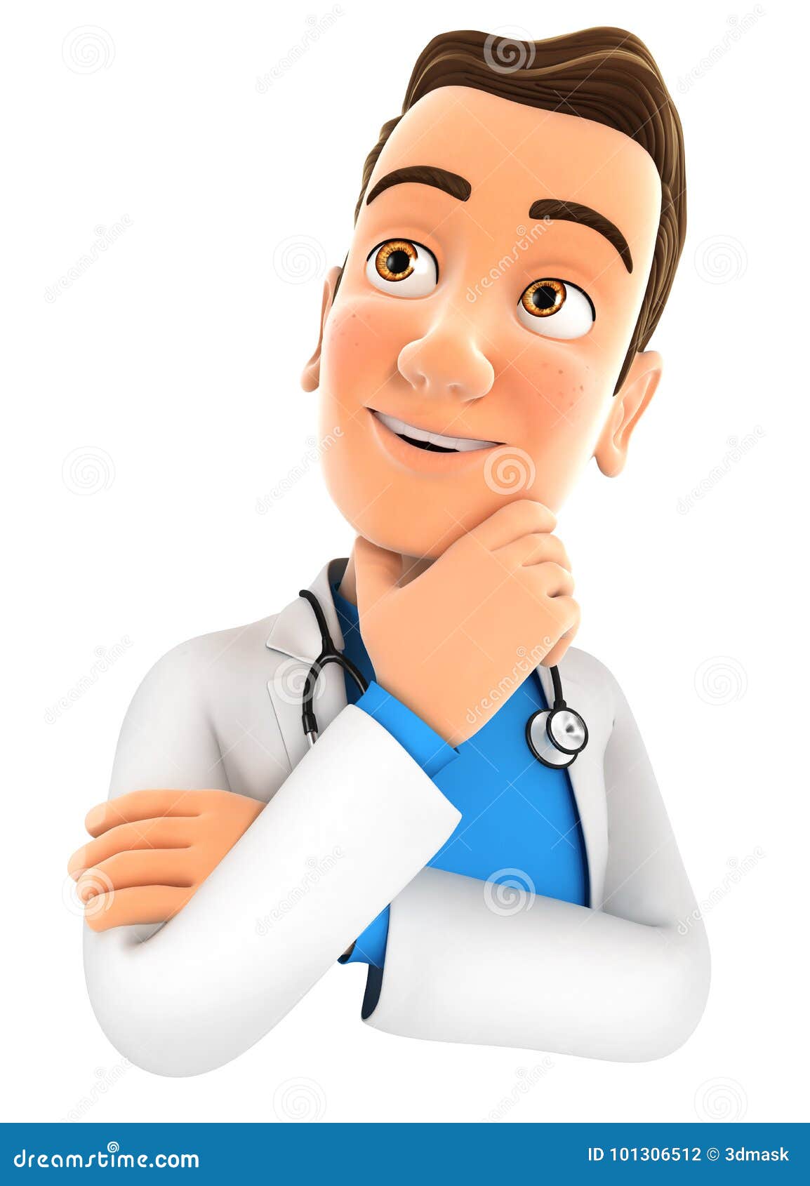 3d doctor thinking stock illustration. Illustration of occupation ...