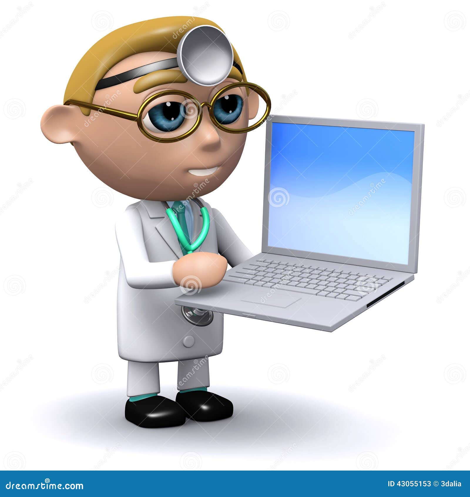 3d Doctor Using a Laptop Pc Stock Illustration - Illustration of locum ...