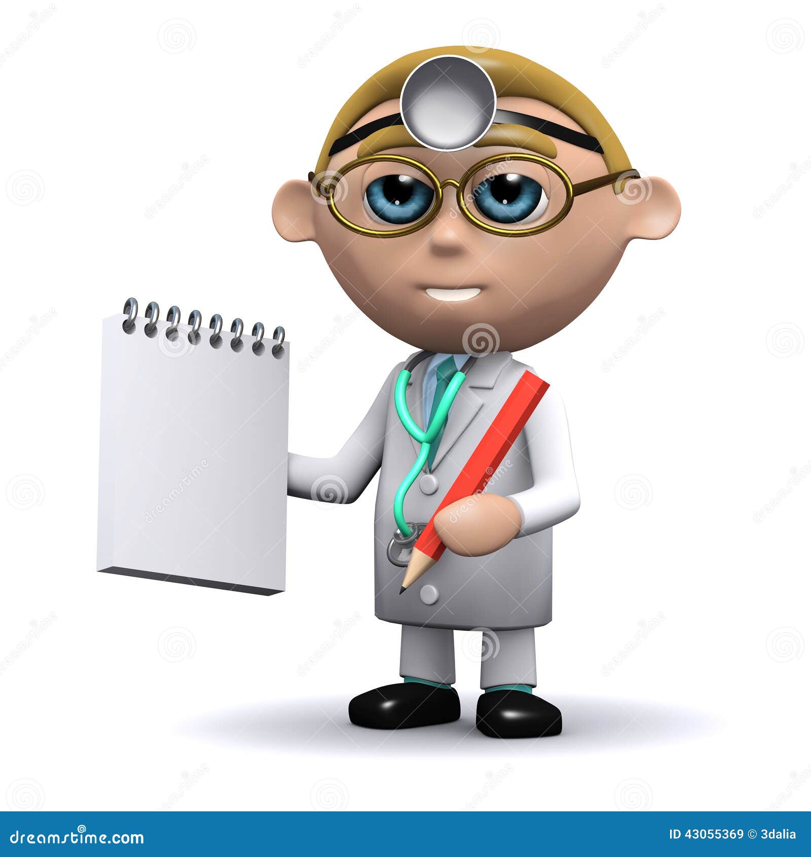 3d Doctor Writes in His Notepad Stock Vector - Illustration of health ...