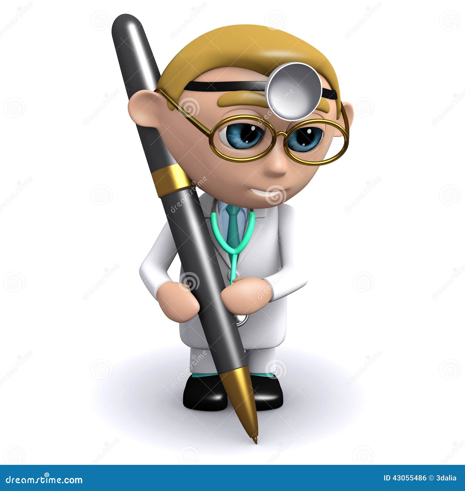 3d Doctor Writing with a Pen Stock Illustration - Illustration of ...