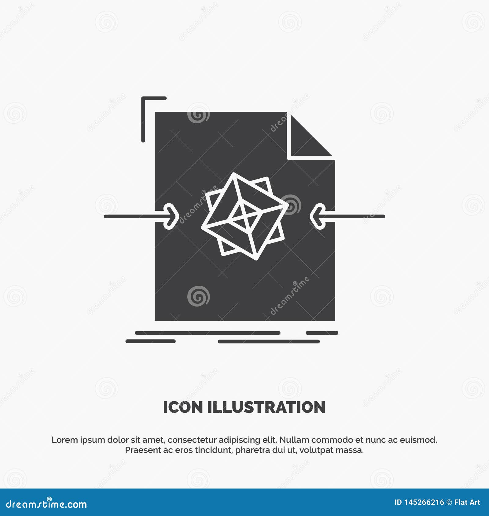3d Document File Object Processing Icon Glyph Vector Gray Symbol For Ui And Ux Website Or