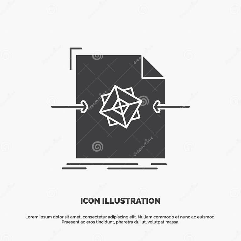 3d, Document, File, Object, Processing Icon. Glyph Vector Gray Symbol for UI and UX, Website or ...