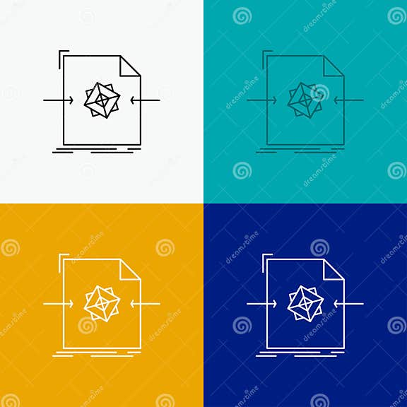 3d, Document, File, Object, Processing Icon Over Various Background. Line Style Design, Designed ...