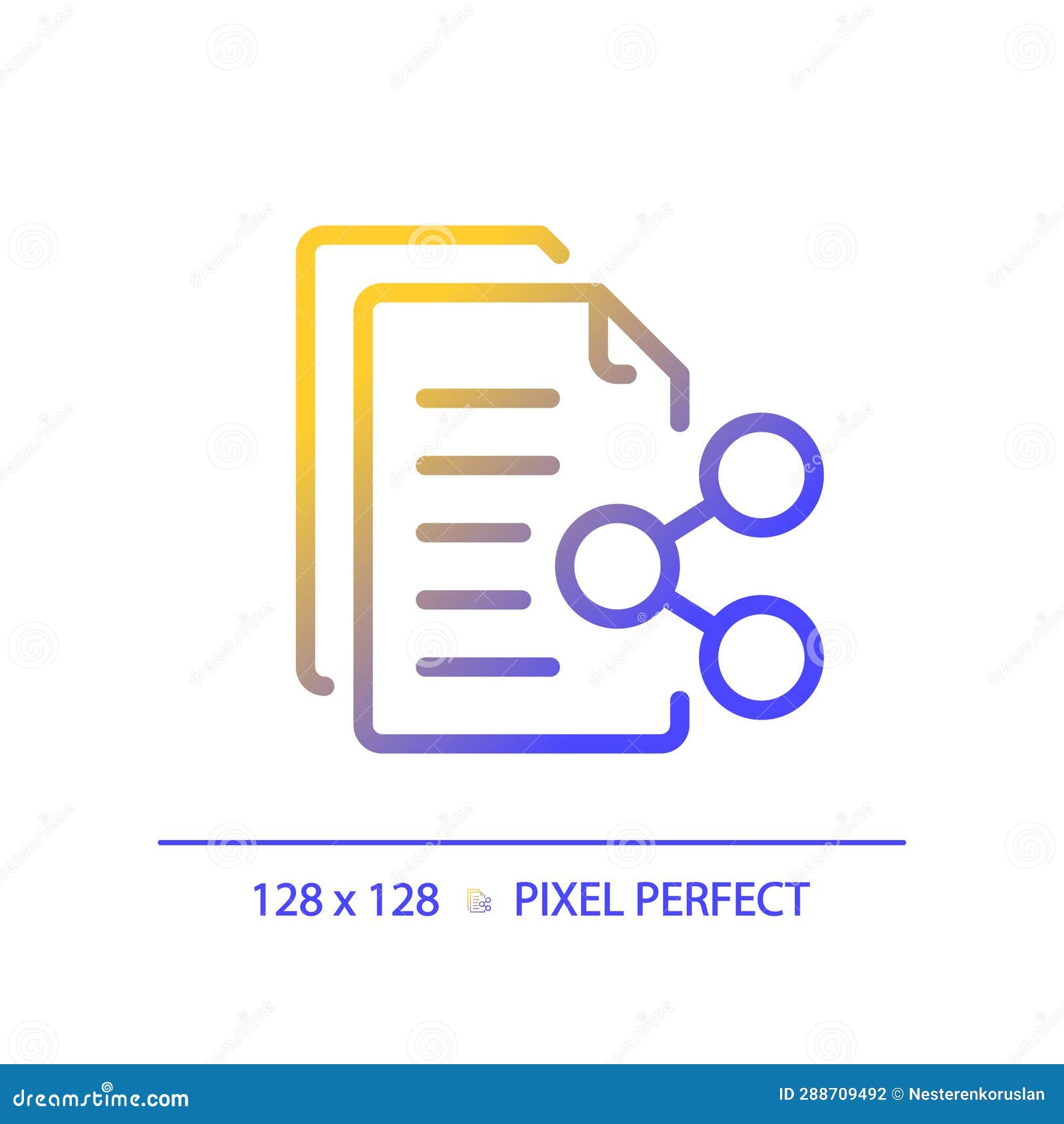 2D Document Sharing Thin Linear Gradient Icon Stock Illustration ...