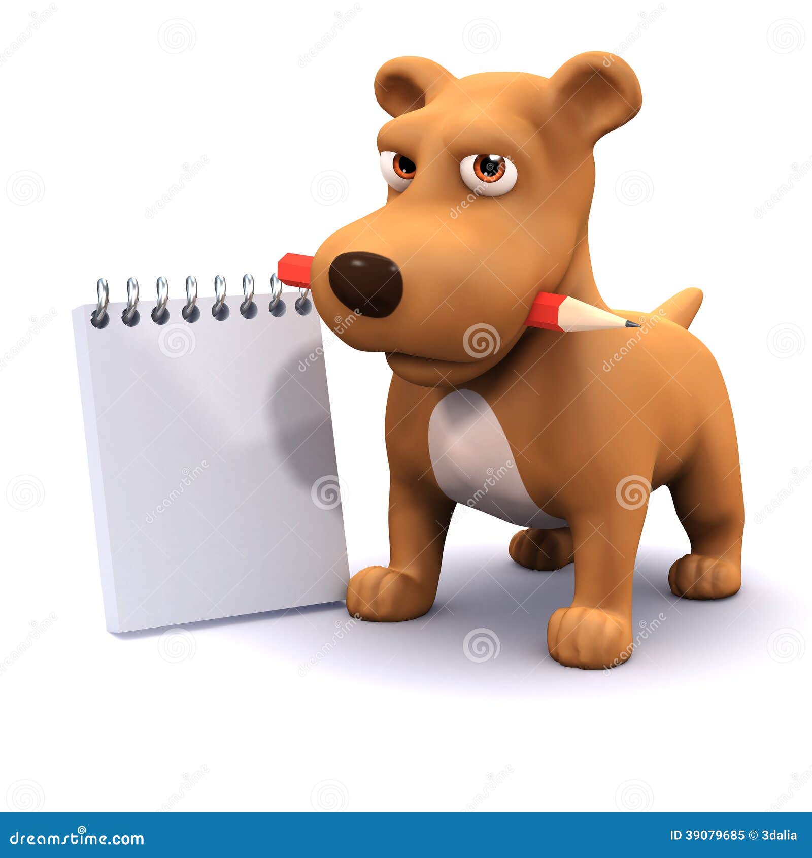 3d Dog with notepad` stock illustration. Illustration of puppy - 39079685