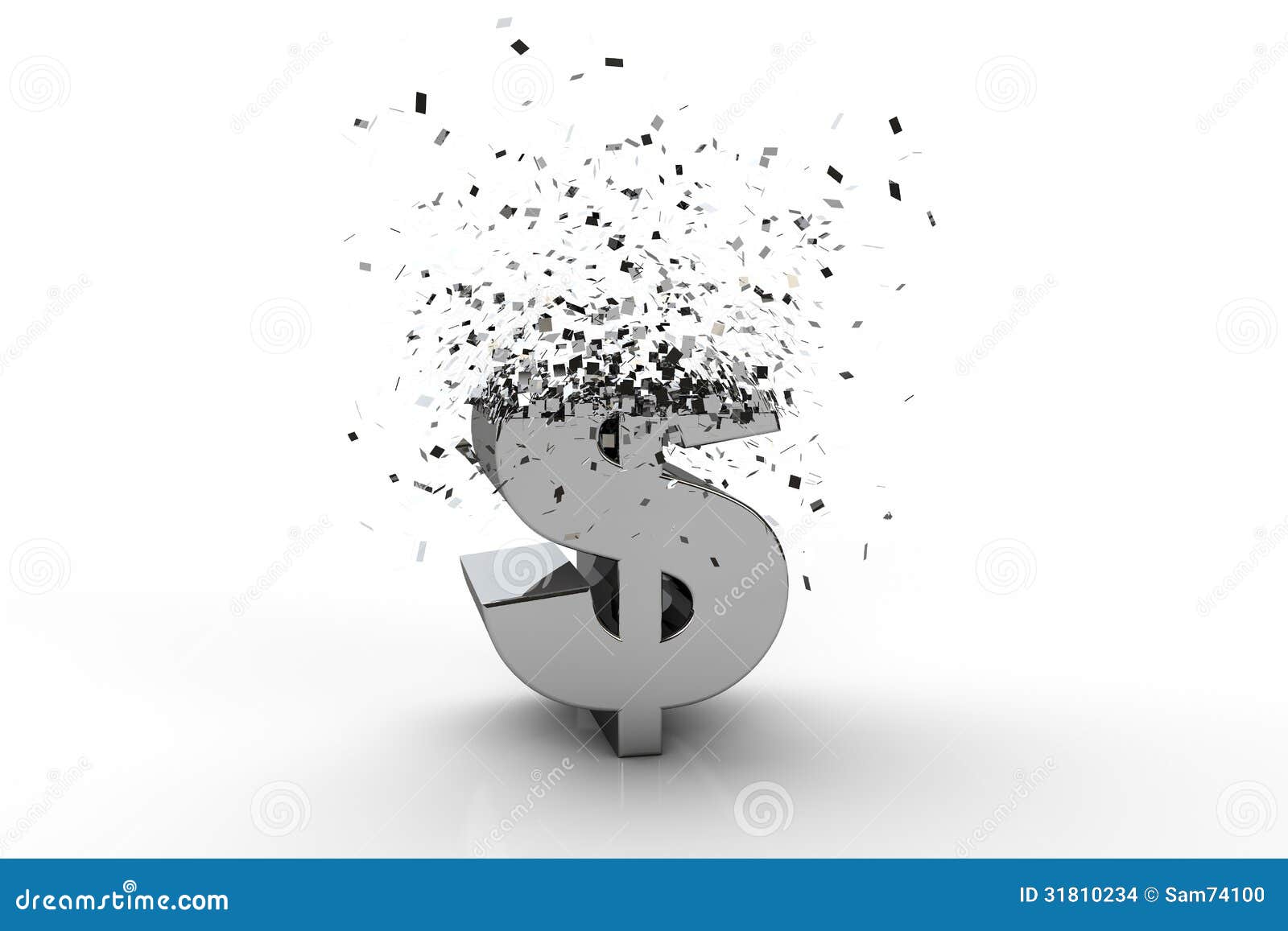 3D Dollar Currency Symbol Exploding Stock Illustration - Illustration ...