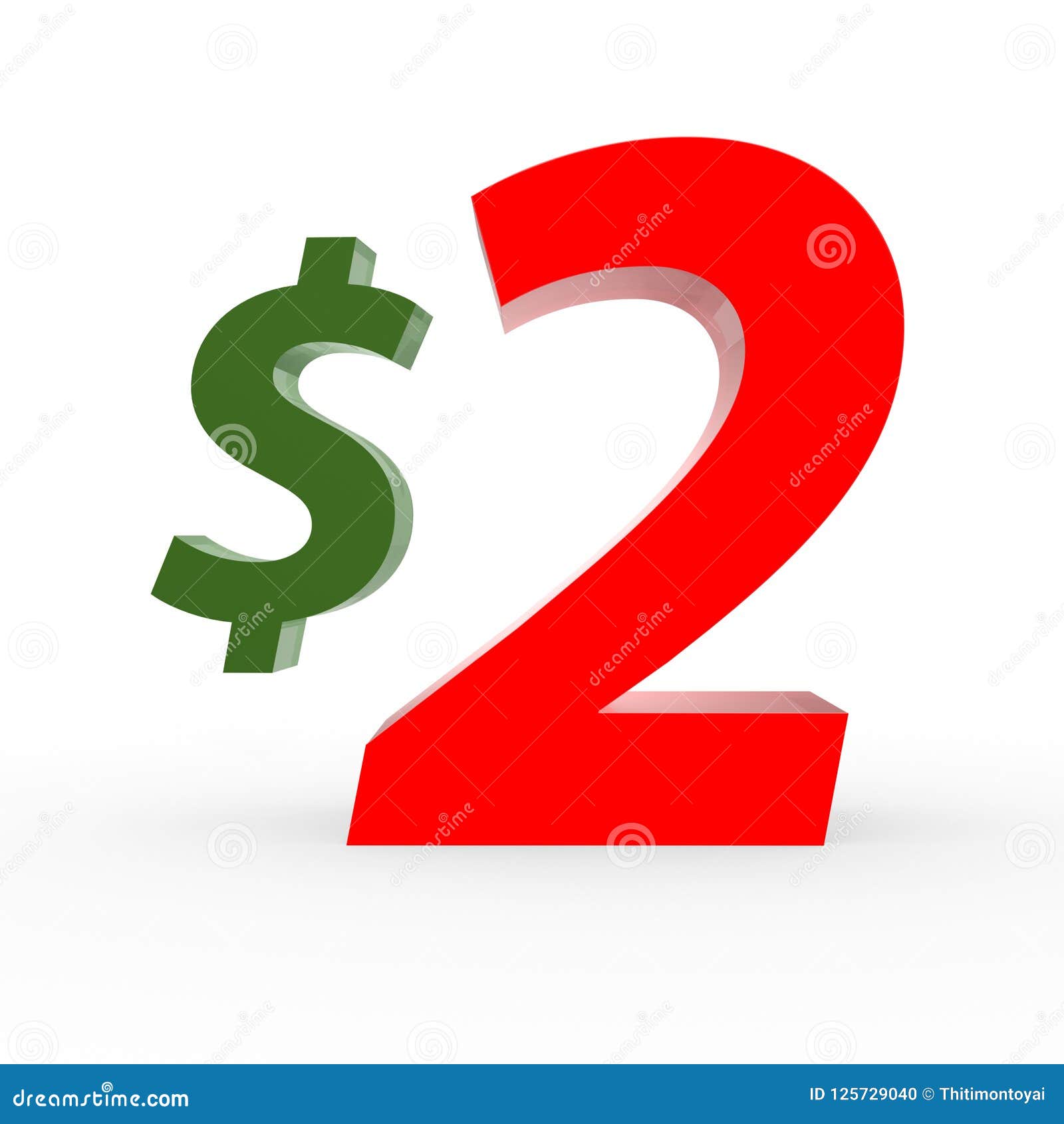 3D 2 dollar. stock illustration. Illustration of graphic - 125729040