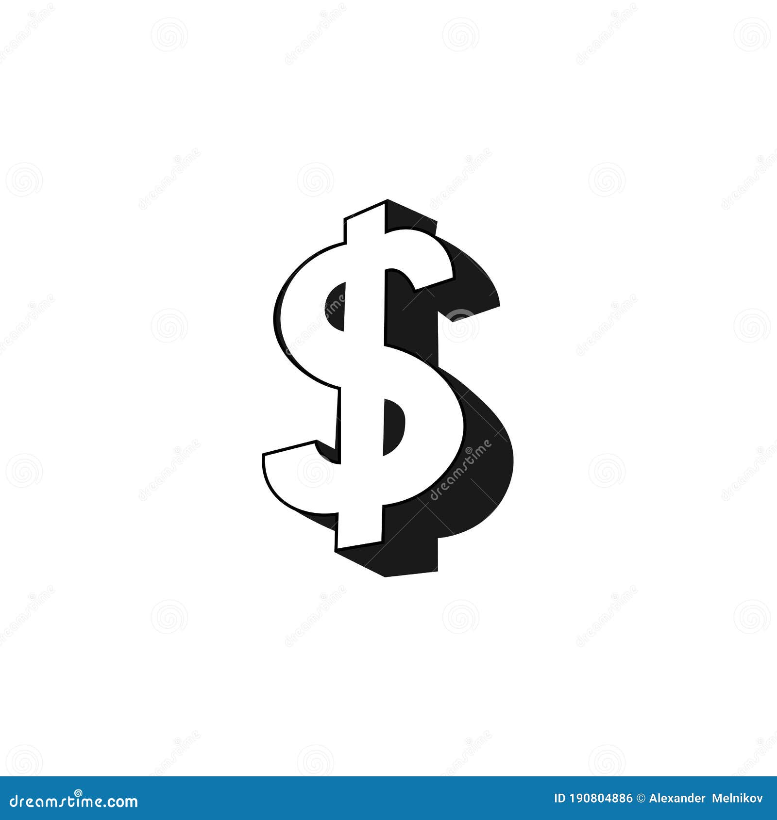 3d Dollar Sign Black Icon. Vector Illustration Eps 10 Stock ...