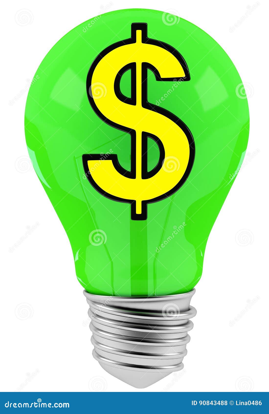 3D Dollar Sign in Green Lamp Stock Illustration - Illustration of ...